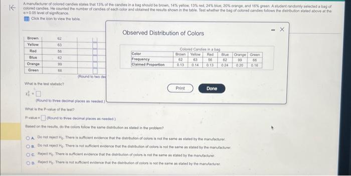 A manufocturer of colored candies states that 13% of | Chegg.com