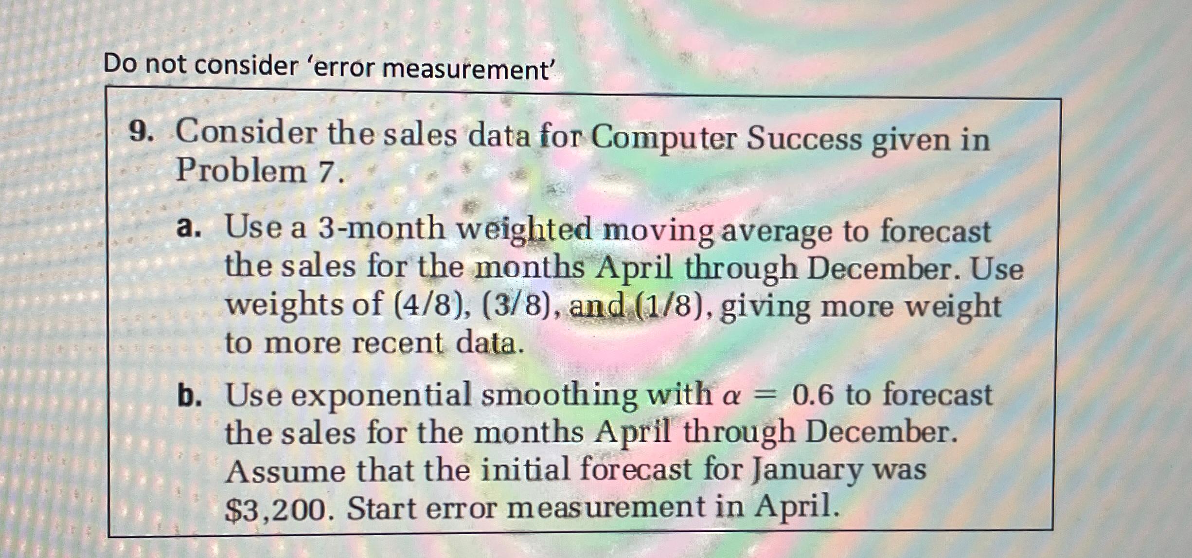 Solved Do not consider 'error measurement'9. ﻿Consider the | Chegg.com