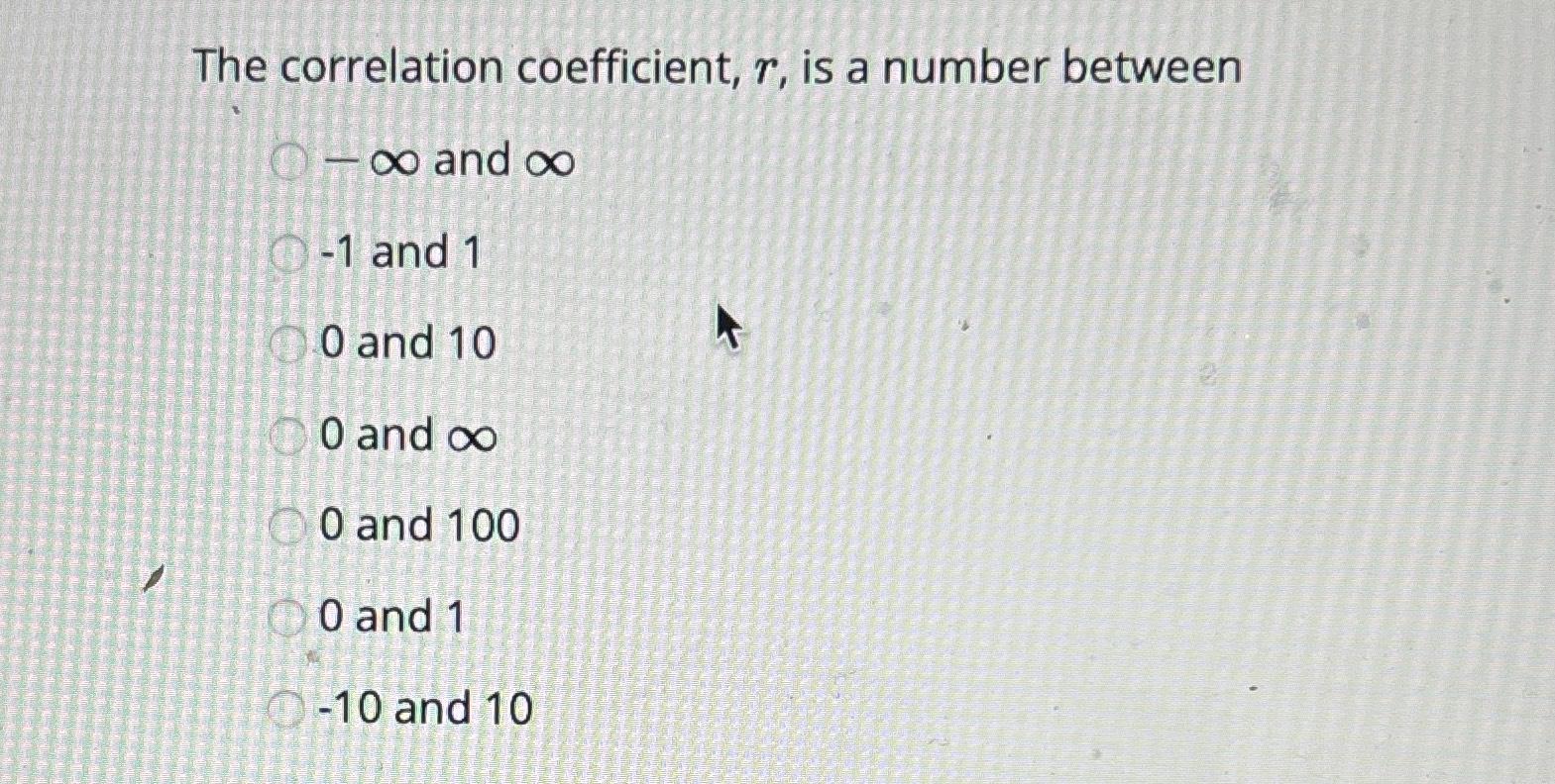 Solved The correlation coefficient, r, ﻿is a number | Chegg.com