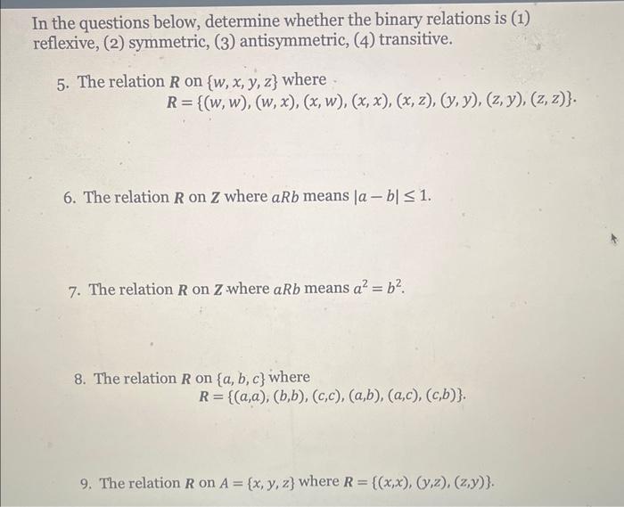 Solved In the questions below, determine whether the binary | Chegg.com