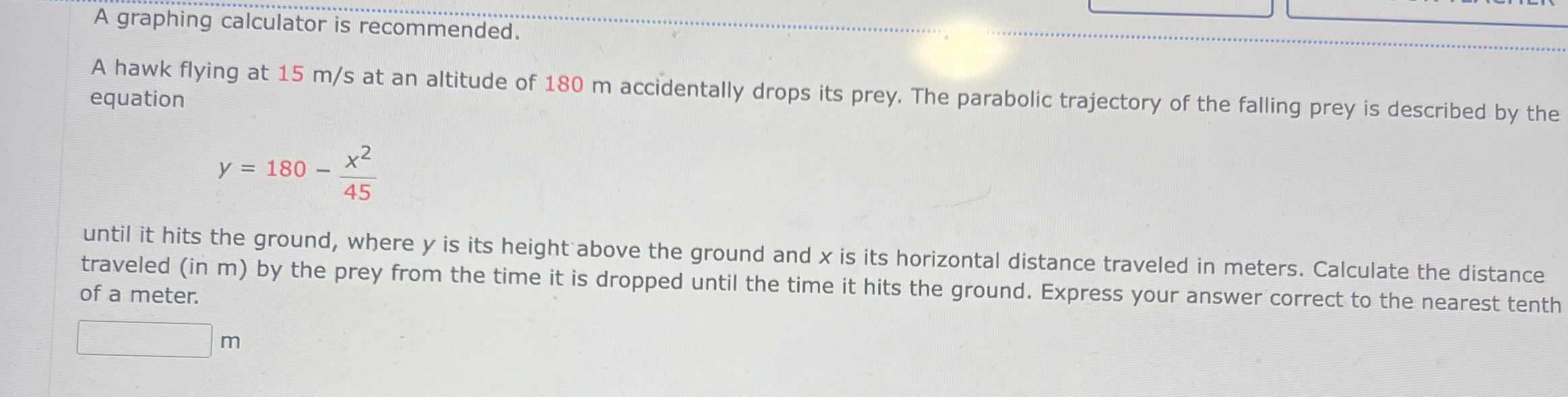 Solved A graphing calculator is recommended.A hawk flying at | Chegg.com