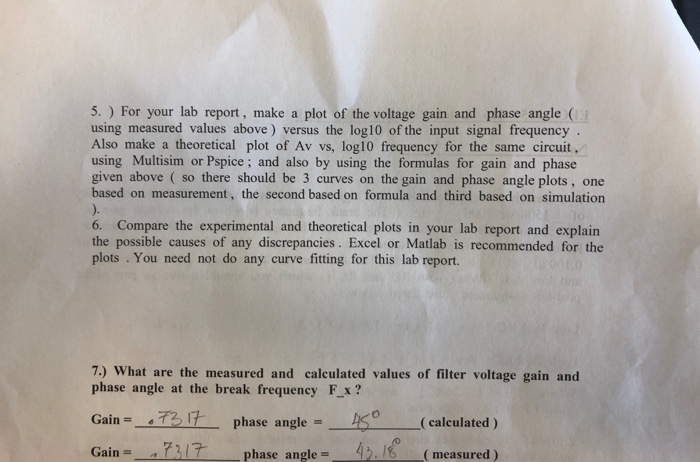 Solved 5.) For your lab report, make a plot of the voltage | Chegg.com