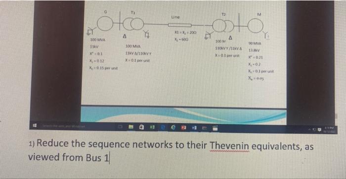 1) Reduce the sequence networks to their Thevenin | Chegg.com