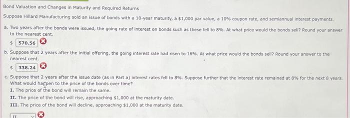 Solved Bond Valuation and Changes in Maturity and Required | Chegg.com