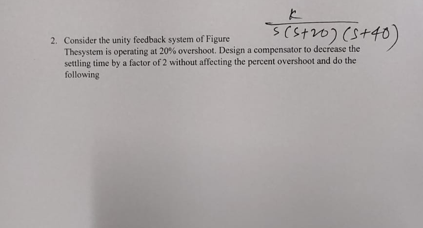Solved Consider the unity feedback system of Figure | Chegg.com