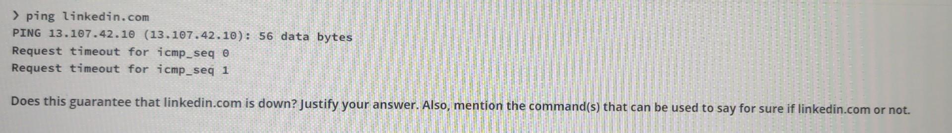 Solved > ping linkedin.com PING | Chegg.com