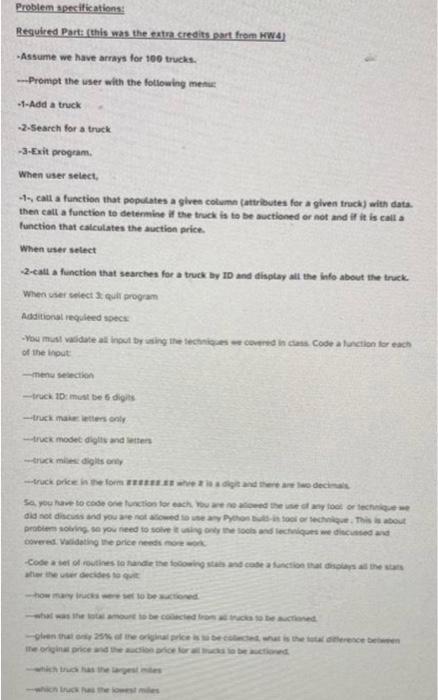 Problem.specifications: Reguited Rart: (this was the | Chegg.com