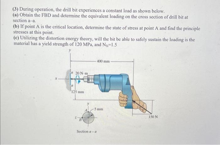 Solved (3) During operation, the drill bit experiences a | Chegg.com