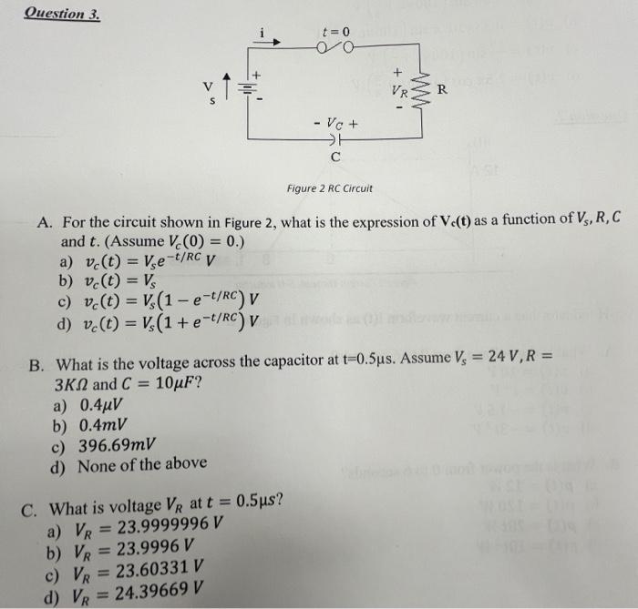 Solved Figure 2 RC Circuit A. For the circuit shown in | Chegg.com