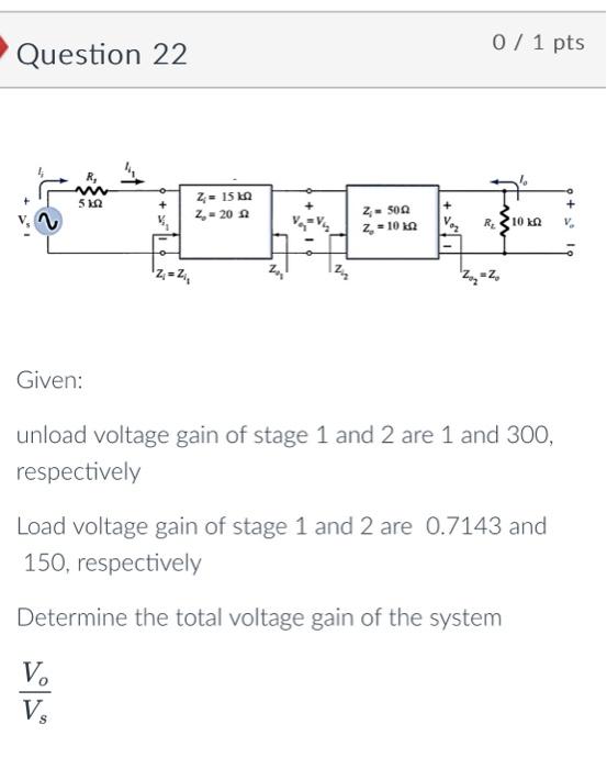 Solved Given: unload voltage gain of stage 1 and 2 are 1 and | Chegg.com