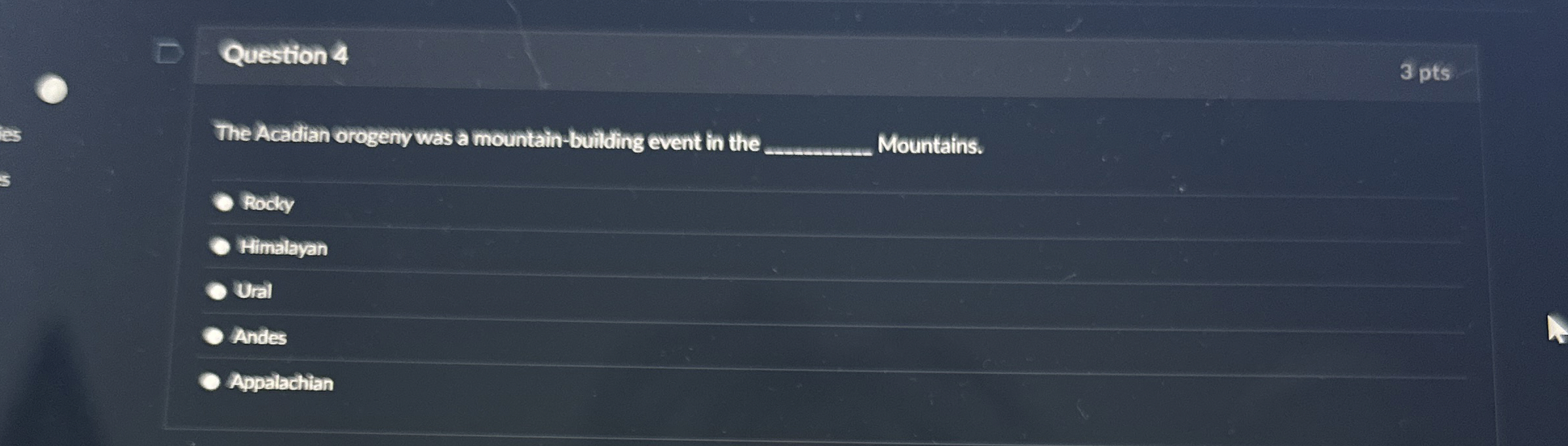 Solved Question 4The Acadian orogeny was a mountain-building | Chegg.com