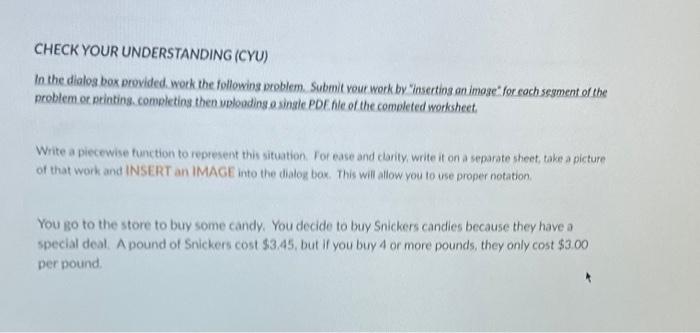 Solved CHECK YOUR UNDERSTANDING (CYU) In the dialos box | Chegg.com
