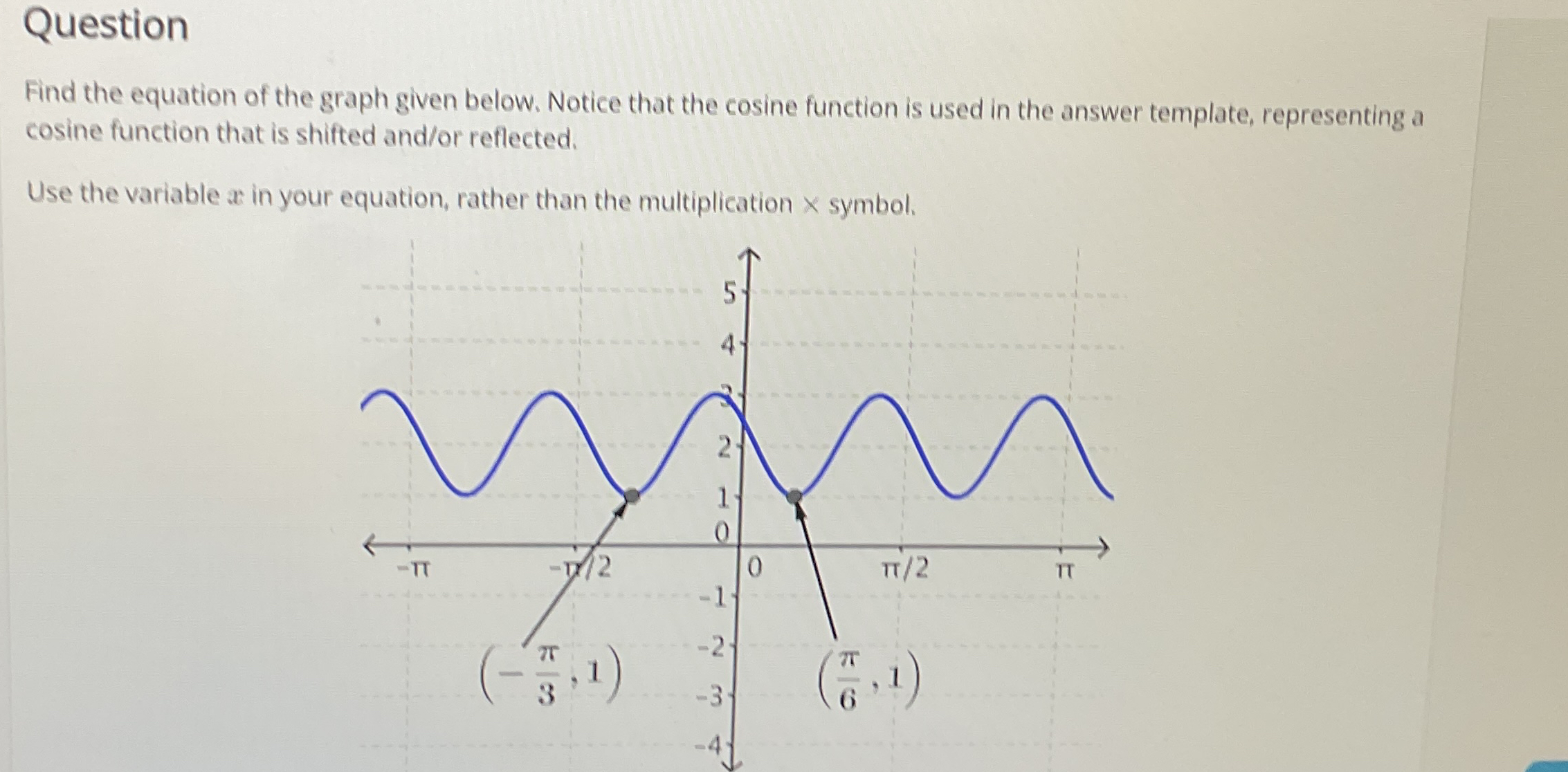 Solved by an EXPERT QuestionFind the equation of the graph given below. | Chegg.com
