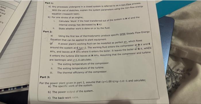 Solved Part 1t a) Any peocesses undergone in a closed system | Chegg.com