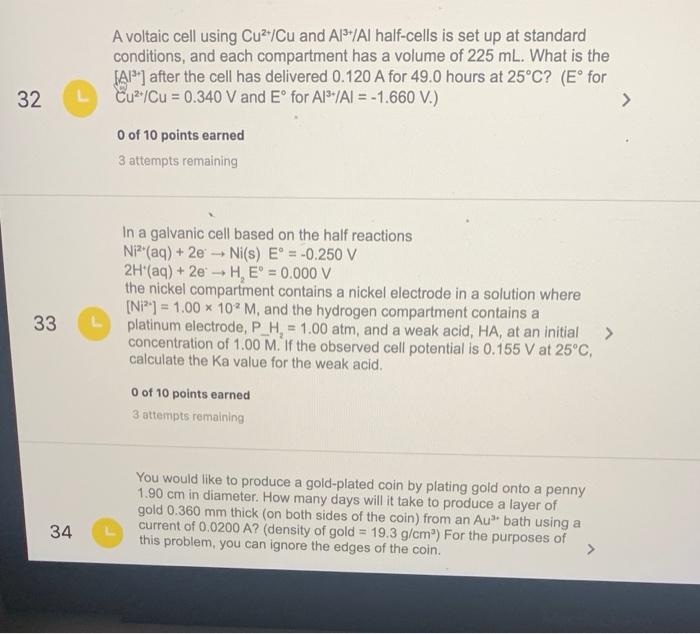 Solved A voltaic cell using Cu?*/Cu and A+/Al half-cells is | Chegg.com