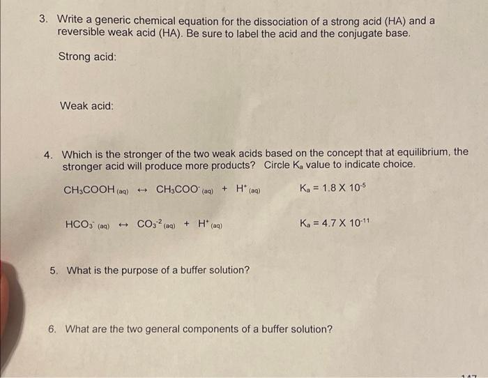 Solved 3. Write a generic chemical equation for the | Chegg.com