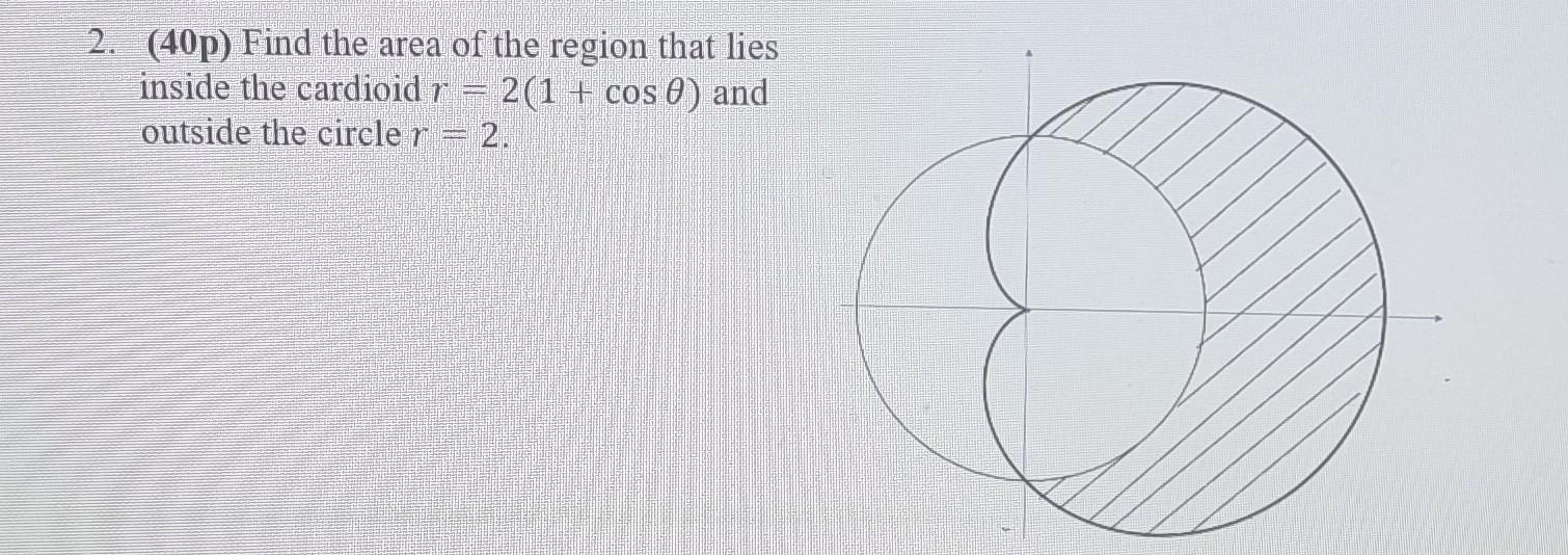 Solved 2. (40p) Find the area of the region that lies inside | Chegg.com