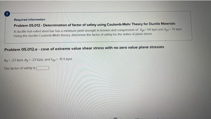 Solved Required information Problem 05.012 - Determination | Chegg.com