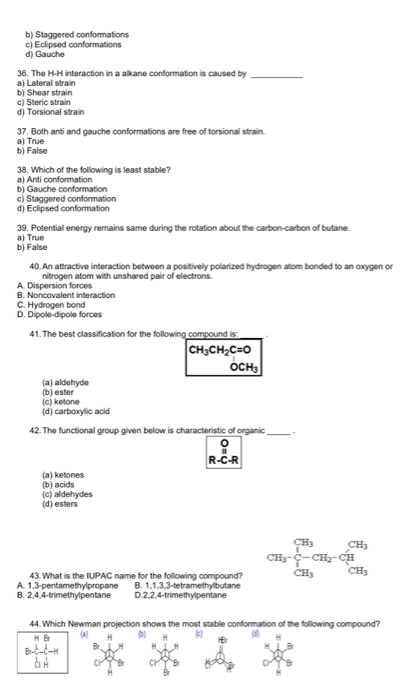 Solved 1. The general formula for alkanes is... A. CnH2n-2 | Chegg.com