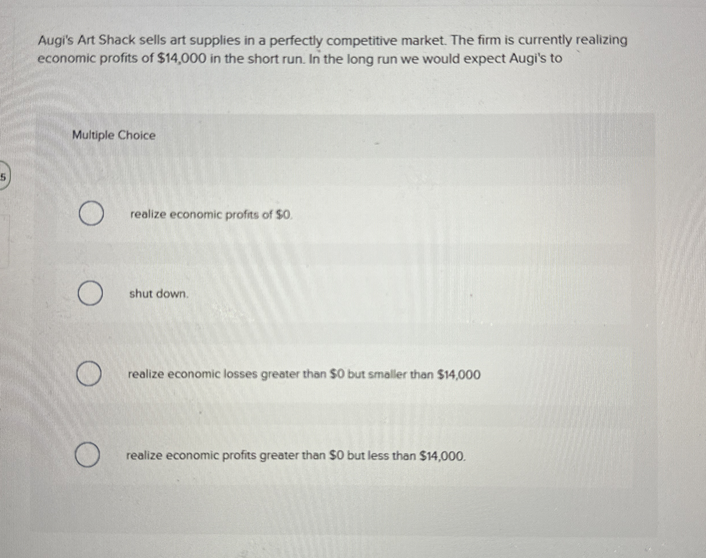 Solved Augi's Art Shack sells art supplies in a perfectly | Chegg.com