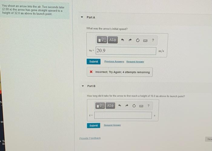 Solved You shoot an arrow into the air. Two seconds later | Chegg.com