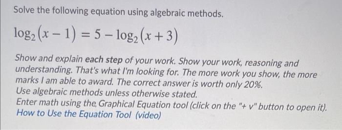 Solved Solve the following equation using algebraic methods. | Chegg.com