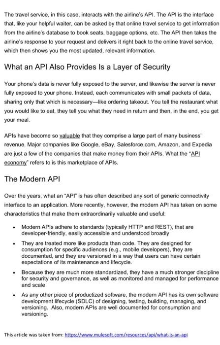 Solved What is an API? (Application Programming Interface) | Chegg.com