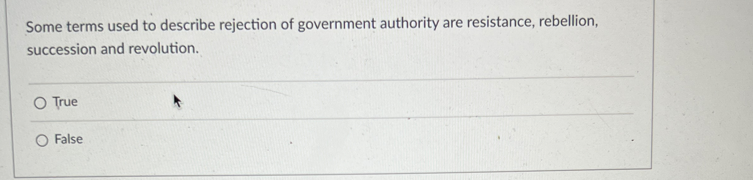 Solved Some terms used to describe rejection of government | Chegg.com