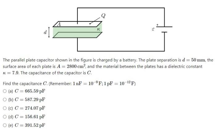 Solved The parallel plate capacitor shown in the figure is | Chegg.com