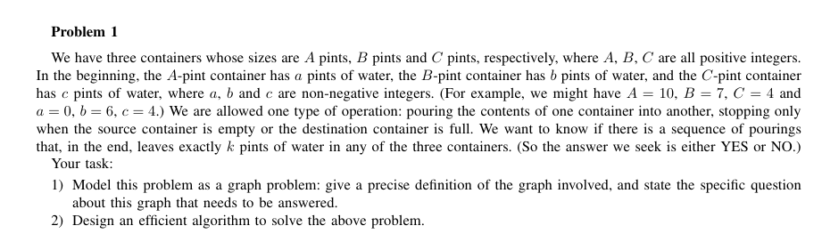 Solved We have three containers whose sizes are A pints, B | Chegg.com