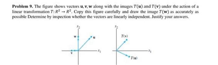 Solved Problem 9. The figure shows vectors u,v,w along with | Chegg.com