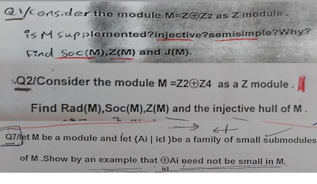 Qy consider the module Mezezz as Z module is M | Chegg.com