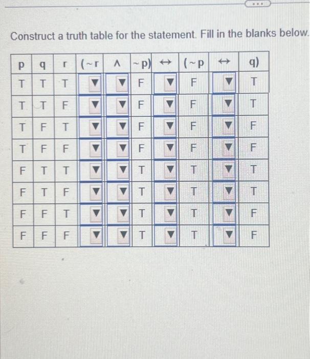 Solved Construct a truth table for the statement. | Chegg.com