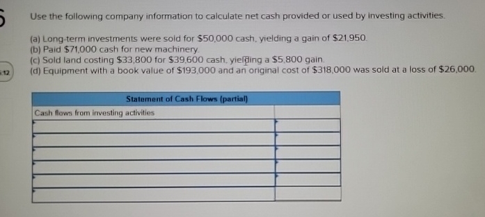 Solved Use the following company information to calculate | Chegg.com