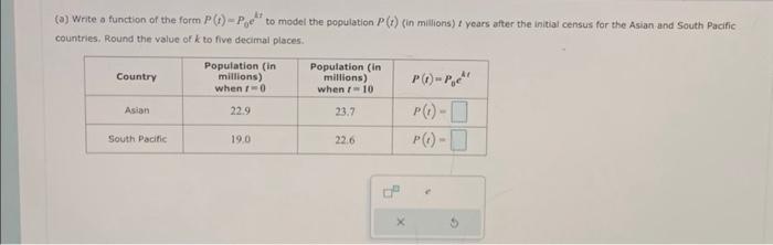 Solved (a) Write a function of the form P (t)=Poet to model | Chegg.com