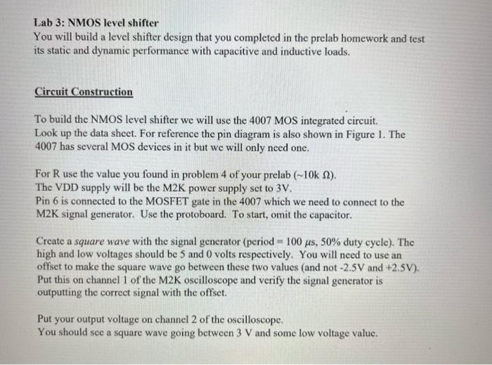 Solved LAB3 mad sional)Lab 3: NMOS level shifter You will | Chegg.com