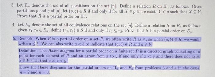 Solved 3. Let Πn denote the set of all partitions on the set | Chegg.com