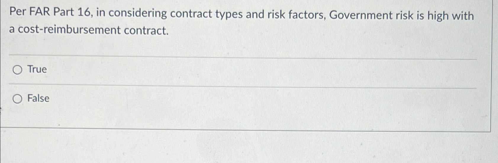 Solved Per FAR Part 16, ﻿in considering contract types and | Chegg.com