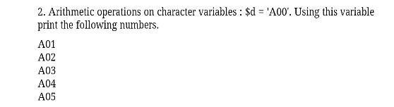 Solved 2. Arithmetic operations on character variables : $d | Chegg.com