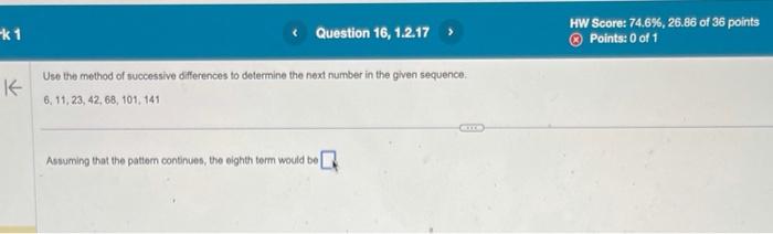 Solved Use the method of successive differences to determine | Chegg.com