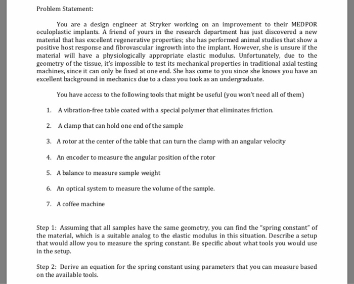 Problem Statement: You are a design engineer at | Chegg.com