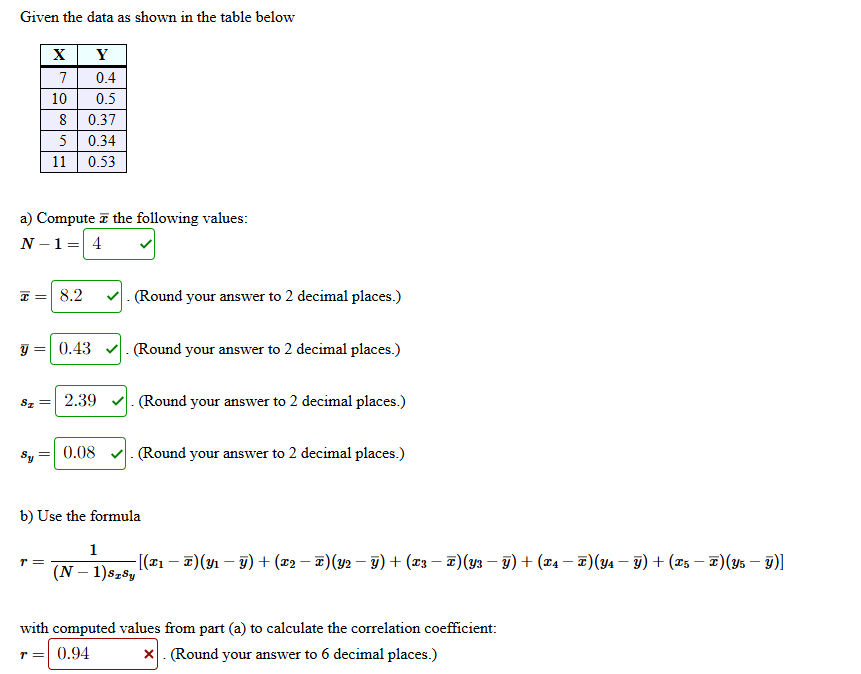 Solved Given the data as ﻿shown in ﻿the table below | Chegg.com