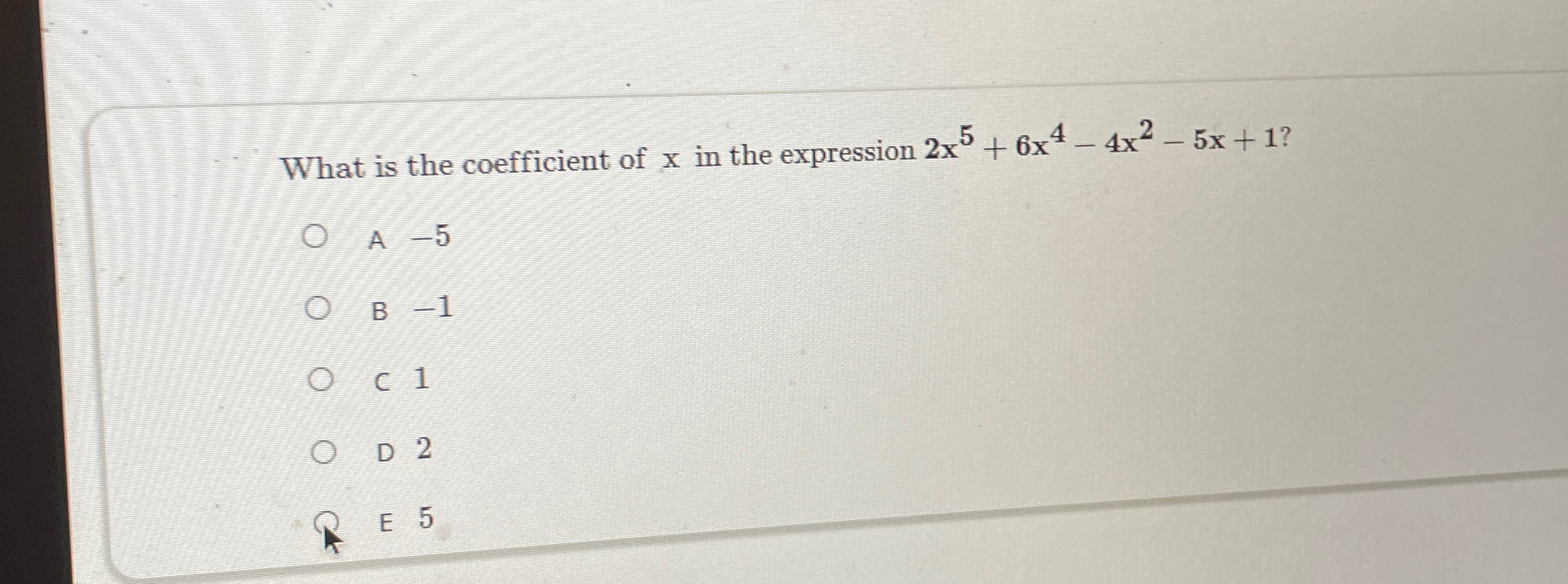 Solved What is the coefficient of x ﻿in the expression | Chegg.com