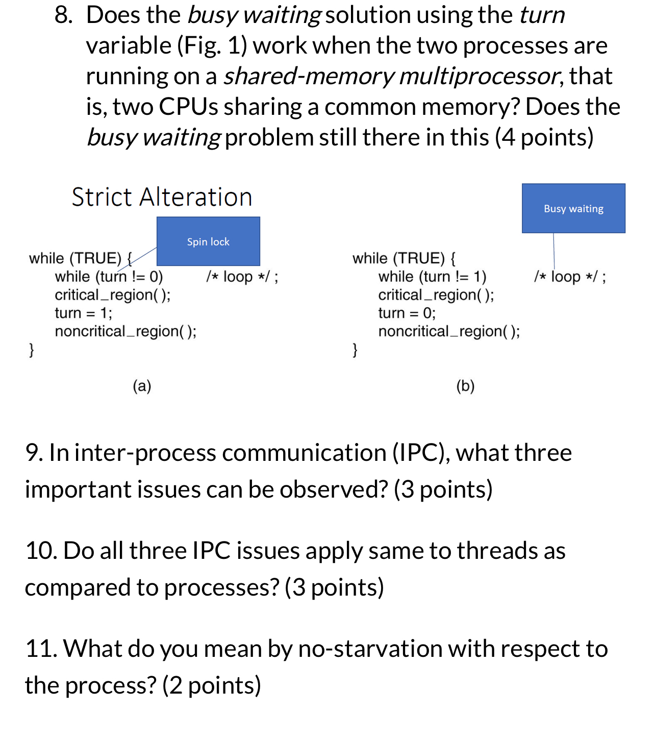 Solved Does the busy waiting solution using the turn | Chegg.com