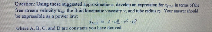 Solved DU (3) A simple estimate for the hydrodynamic entry | Chegg.com