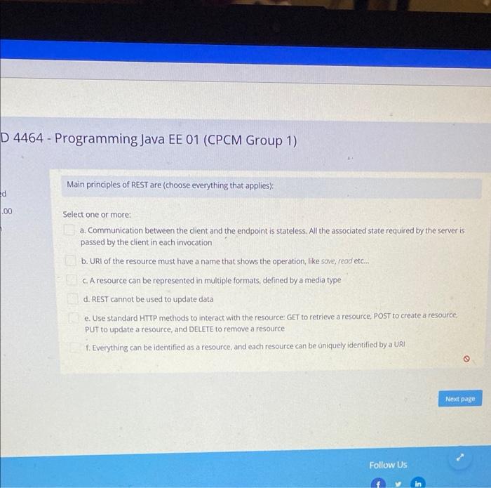 Solved D 4464 - Programming Java EE 01 (CPCM Group 1) Main | Chegg.com