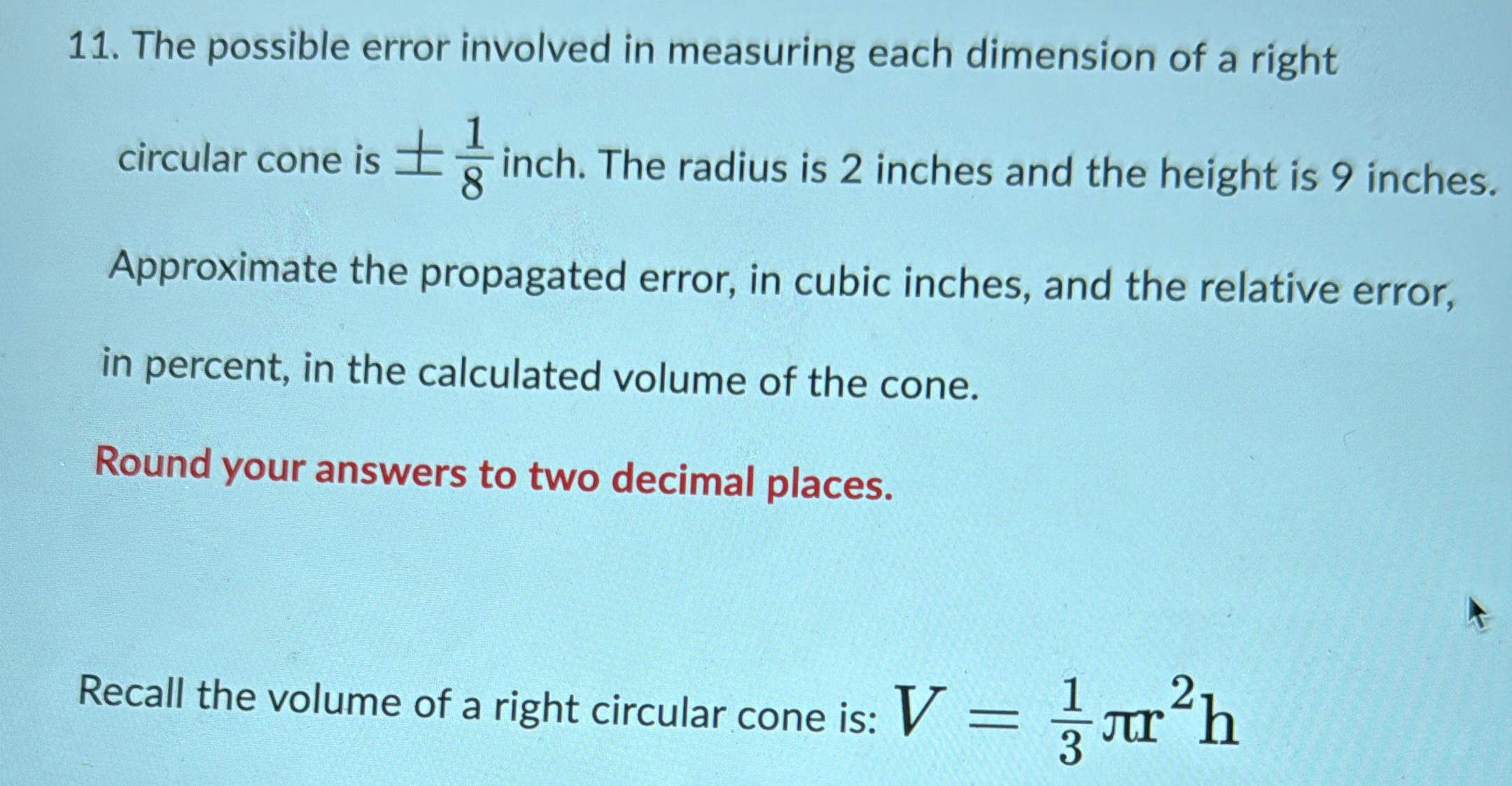 Solved The possible error involved in measuring each | Chegg.com