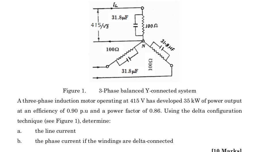 Solved Figure 1. 3-Phase balanced Y-connected systemA | Chegg.com