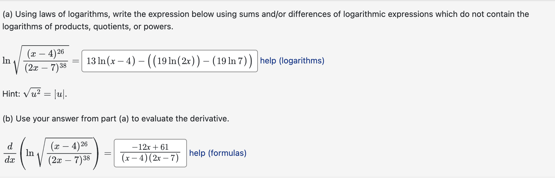 Solved (a) ﻿Using laws of logarithms, write the expression | Chegg.com