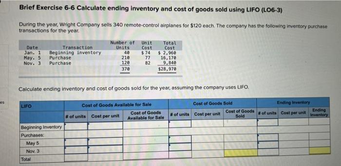 Solved Brief Exercise 6-6 Calculate ending inventory and | Chegg.com